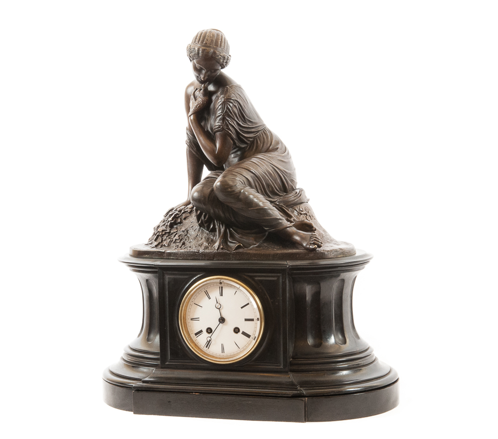 Fireplace clock with sculpture - Cumberworth - France 19th century ...