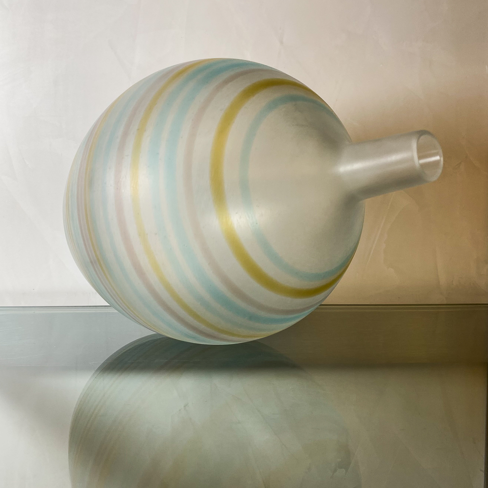 Vaso in vetro di Murano - Vetri a fili e a fasce - Carlo Scarpa 1990 ...