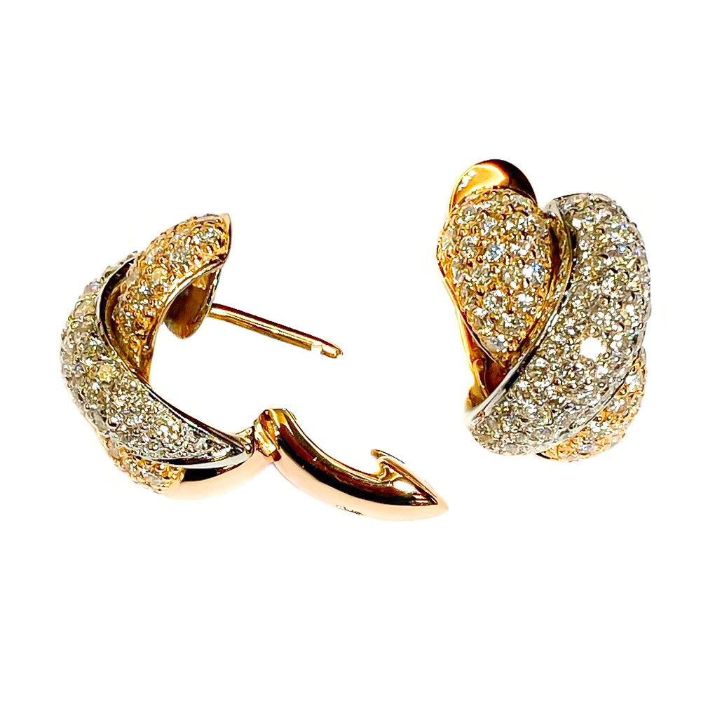 Orecchini in oro bianco e rosa 18 karati con diamanti - Cartier ...