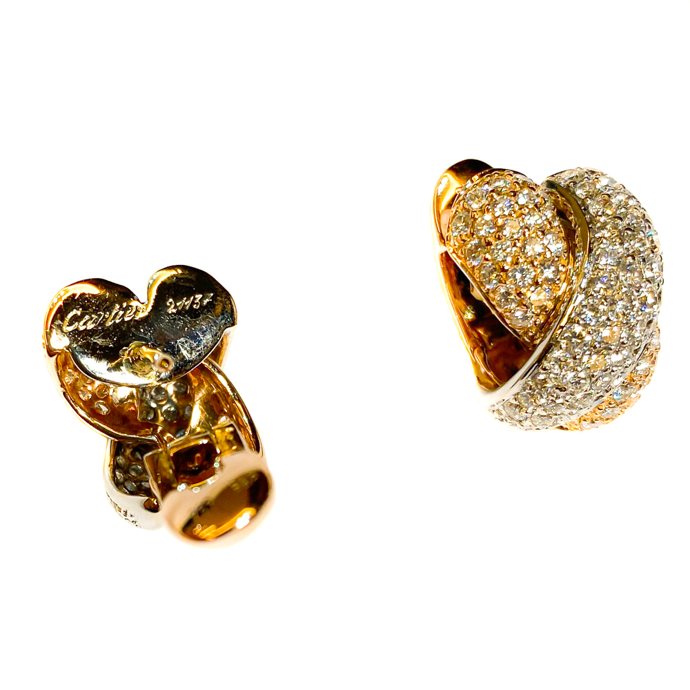Orecchini in oro bianco e rosa 18 karati con diamanti - Cartier ...
