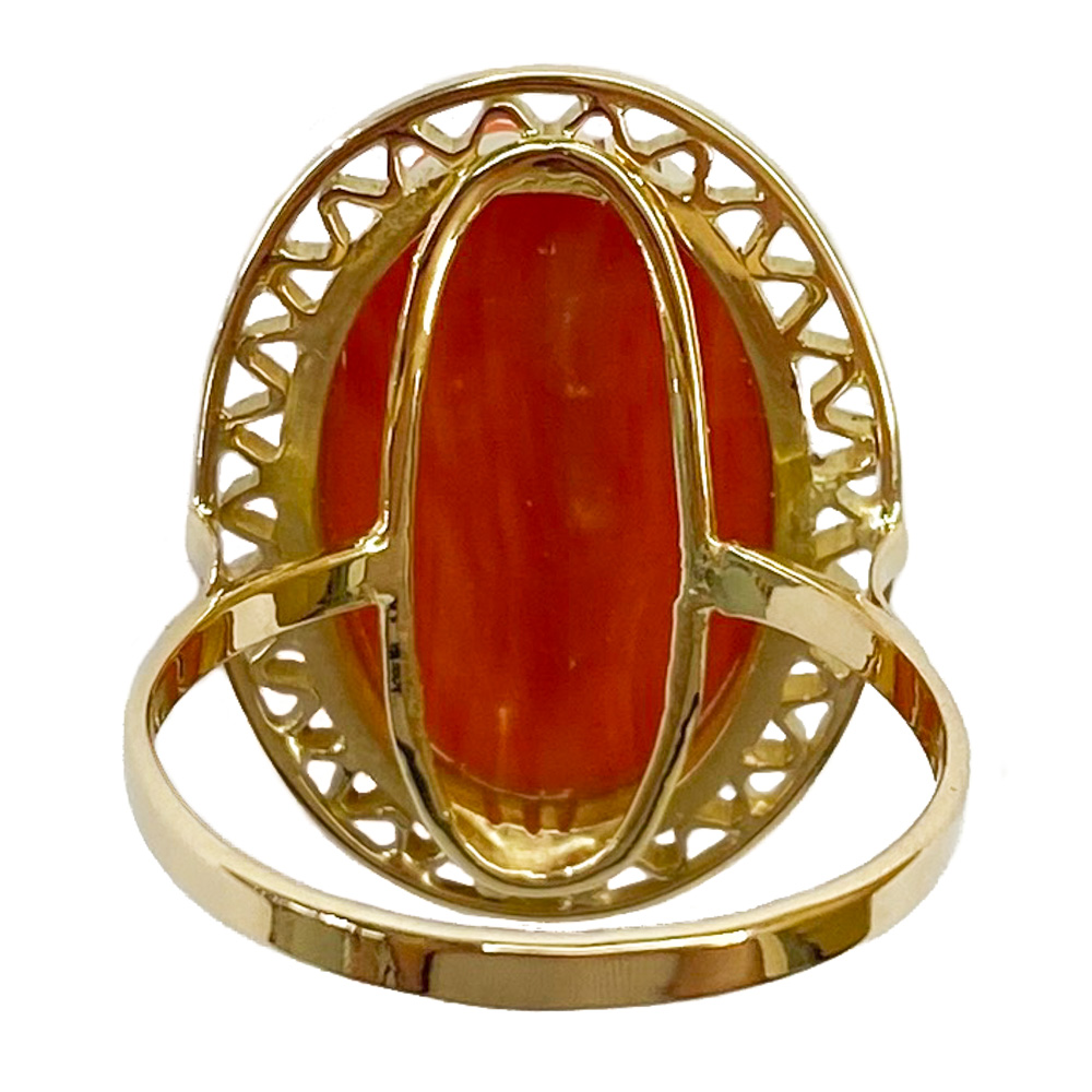 Anello in oro giallo 18 karati con cammeo in corallo - Italia anni '60 ...