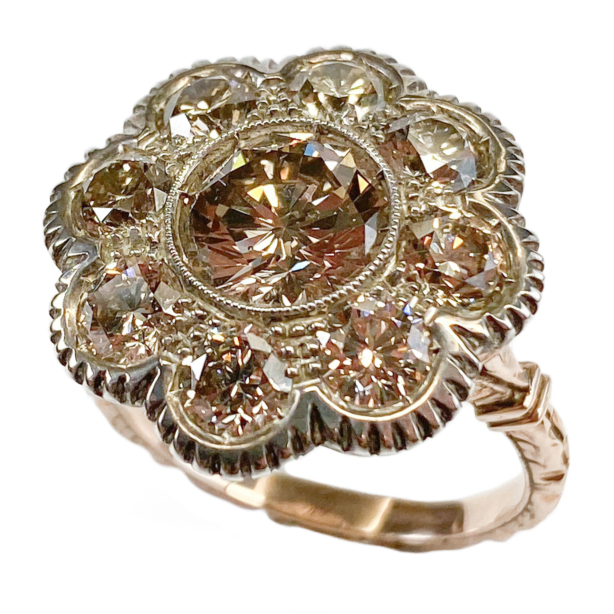 Anello in oro rosso e argento con diamanti - Italia anni '40 - Vendita ...